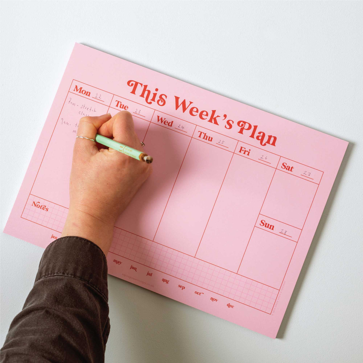 A4 Weekly Planner Pad – Pink & Red Desk Organiser | 100% Recycled ...