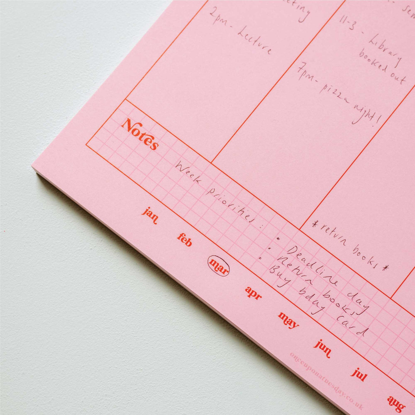 A4 Weekly Planner Pad – Pink & Red Desk Organiser | 100% Recycled ...